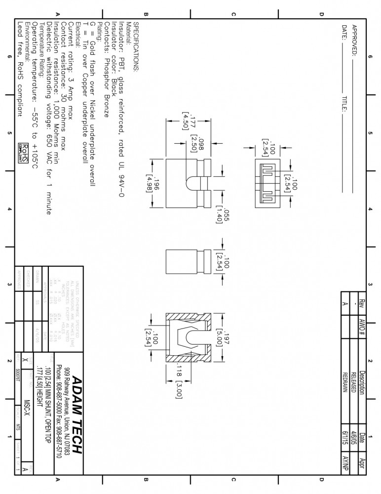 ADAM TECH MSC-T specification drawing preview