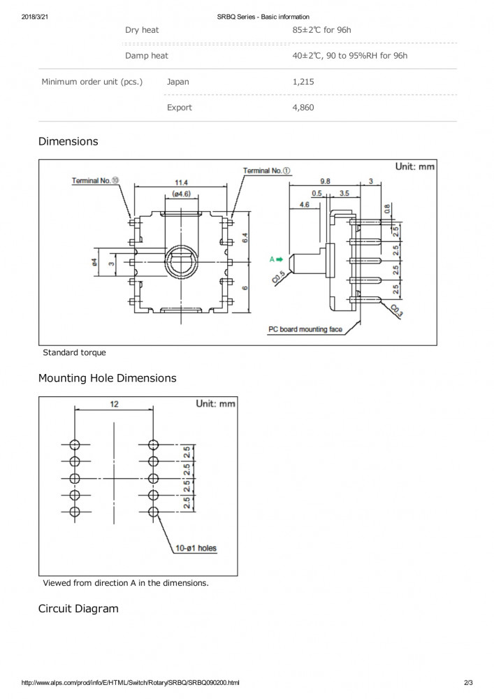 SRBQ090200 mounting hole and circuit diagram