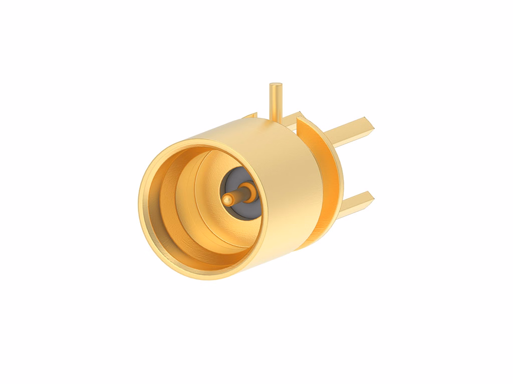 FAKRA Jack, Right-Angle, PCB Receptacle, Through Hole, Die Cast Body, Tin (Sn) Plated, Keying Code C, Tape and Reel, 50 Ohms