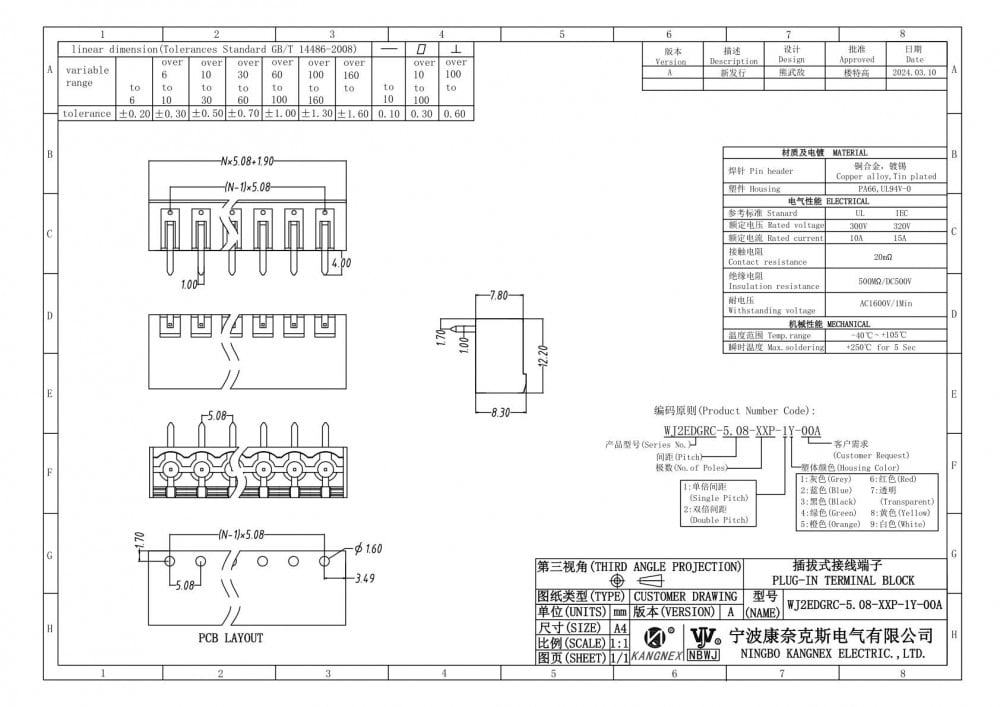 KANGNEX WJ2EDGRC-5.08-07P-14-00A technical drawing