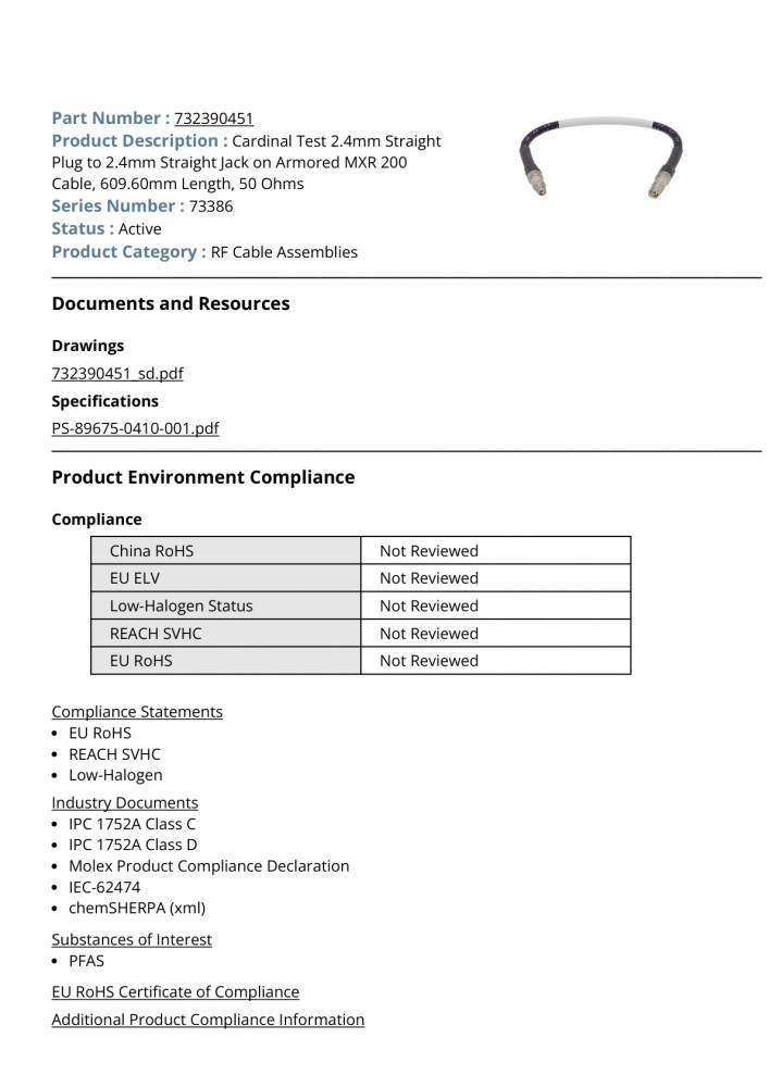 Technical document page 1 for MOLEX 732390451