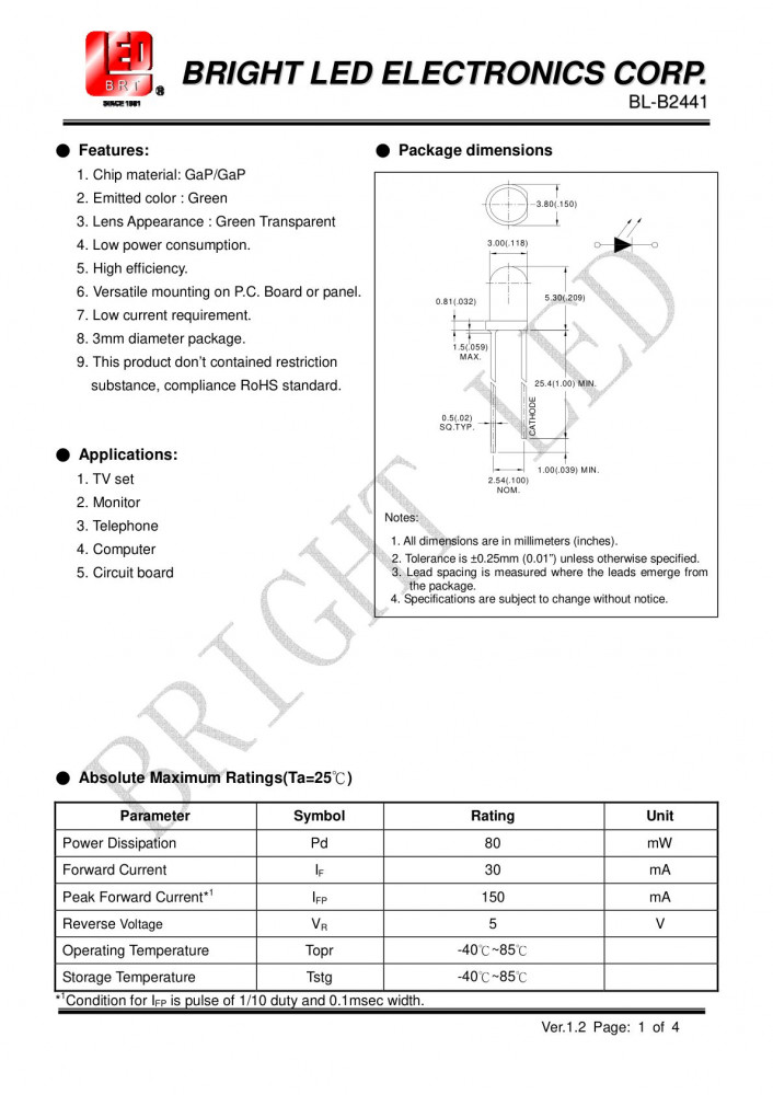 BL-B2441 datasheet page 1