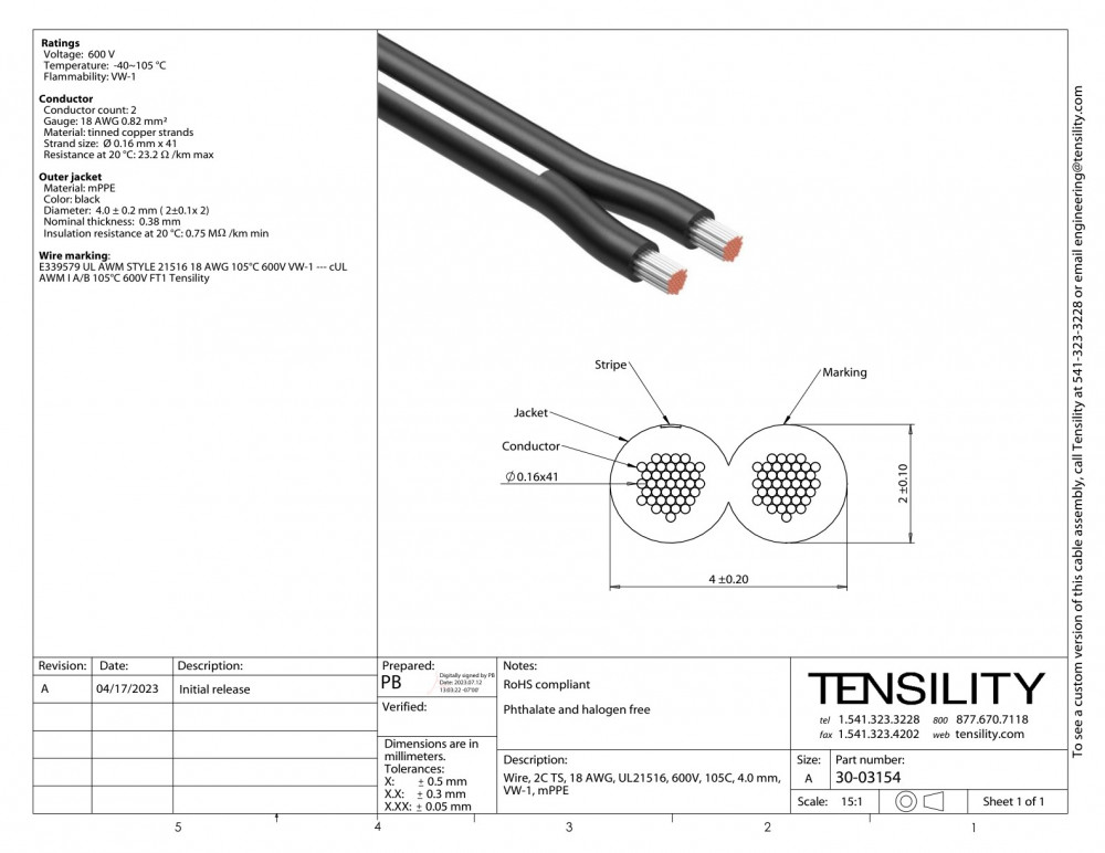 Tensility International 30-03154 product drawing preview