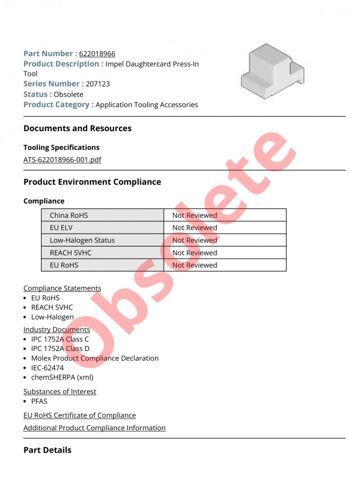 Tooling specification document preview, page 1