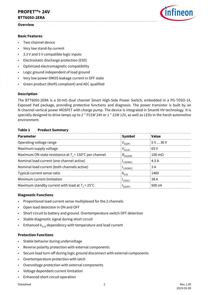 BTT6050-2ERA datasheet page 2