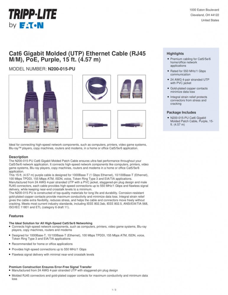N200-015-PU technical document page 1
