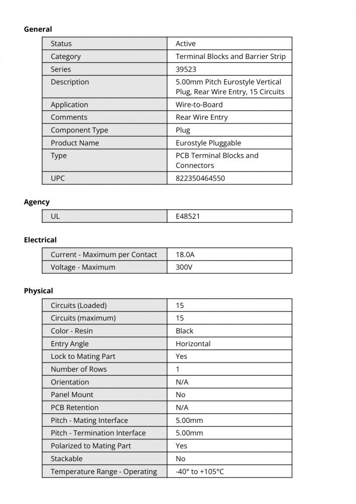 Technical document page 2 for MOLEX 395232015