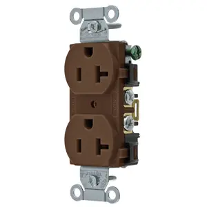 Straight Blade Devices, Receptacles, Duplex, Commercial/Industrial Grade, 2-Pole 3-Wire Grounding, 20A 125V, 5-20R, Brown, Single Pack for sale