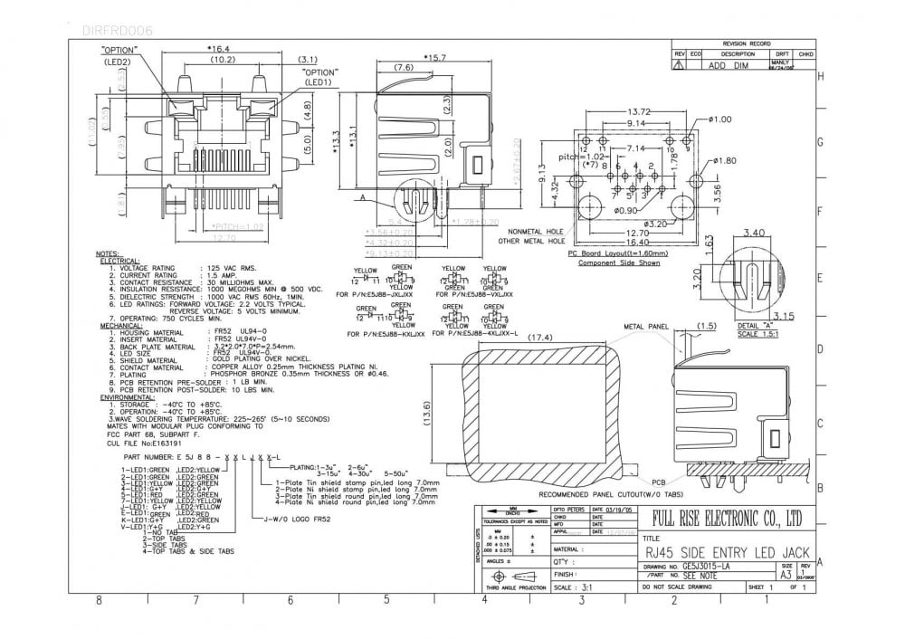 PULSE E5J88-14LJ24-L technical drawing preview