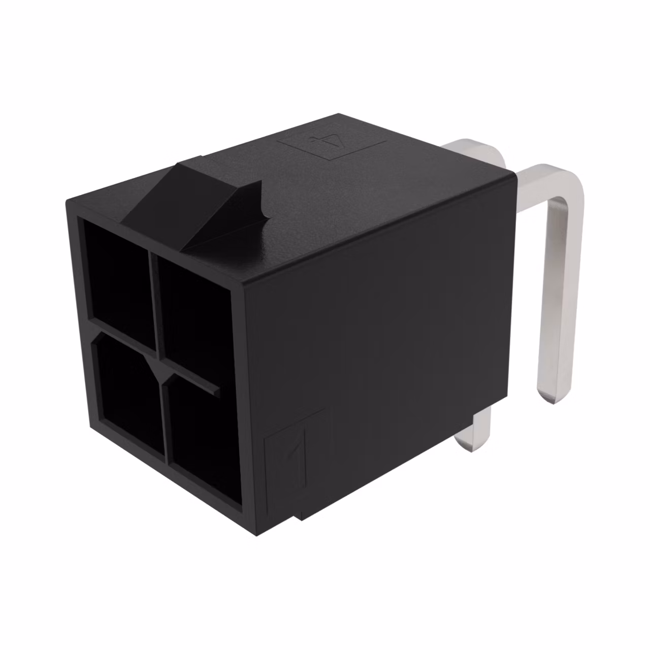 Mini-Fit Max Right-Angle Header, Dual Row, Through Hole, 4 Circuits, Matte Tin (Sn) Plating, Black, Glow-Wire Capable, Tray for sale