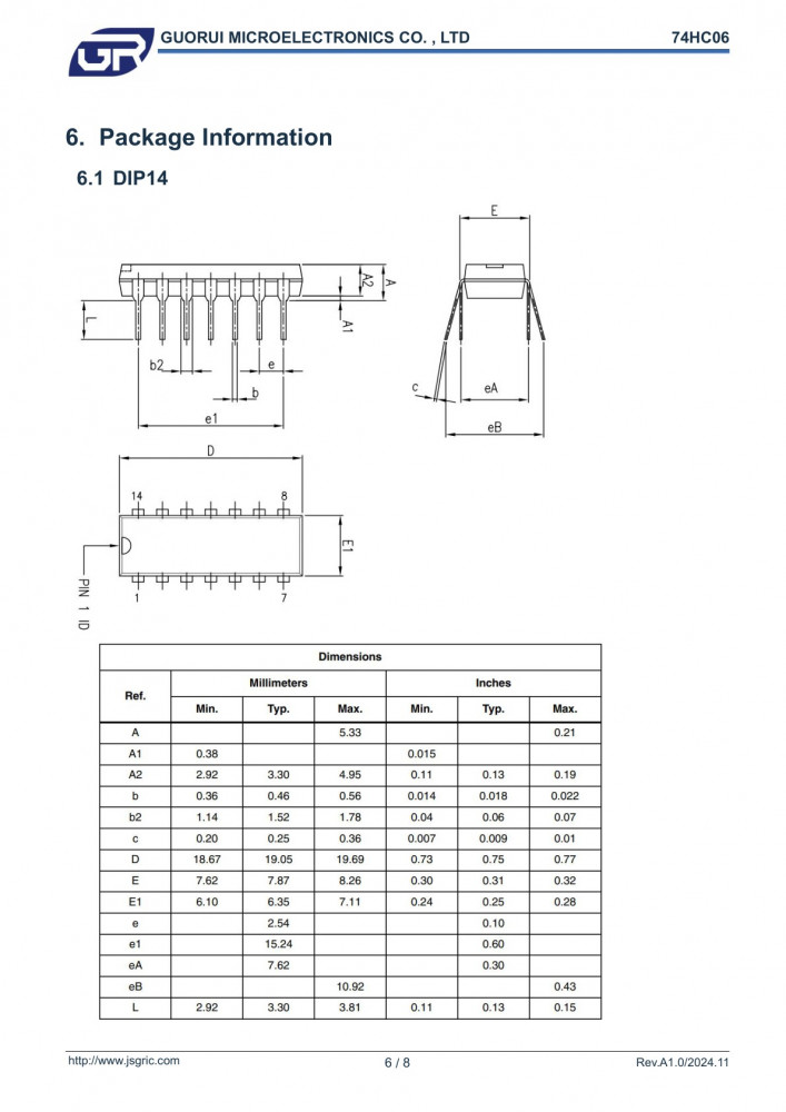 74HC06 technical document page 6