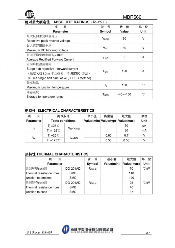 MBR560 datasheet page 2