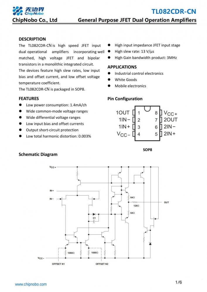 TL082CDR-CN datasheet page 1