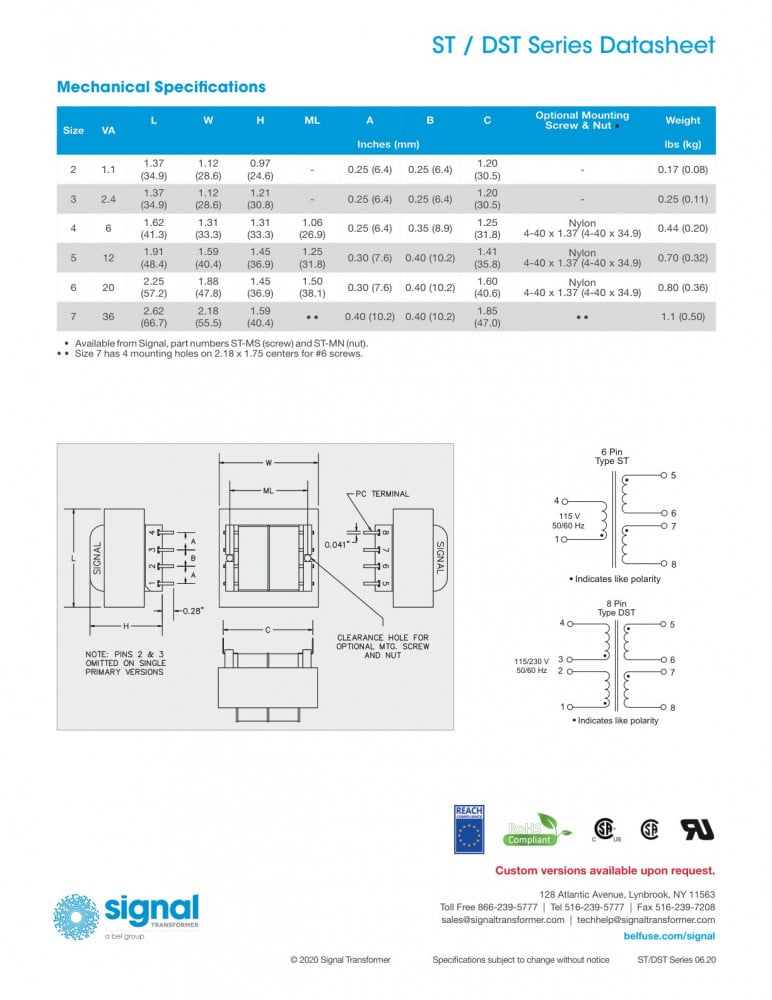 ST/DST series datasheet page 3