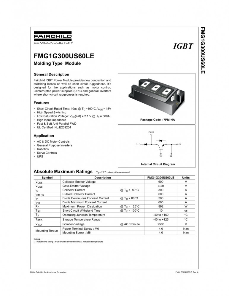 FMG1G300US60LE datasheet page 1
