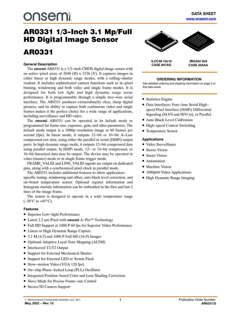 AR0331 datasheet page 1