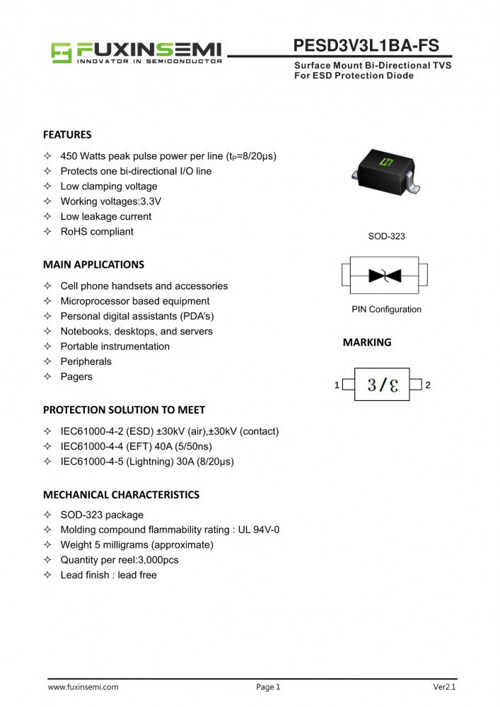 PESD3V3L1BA-FS datasheet page 1