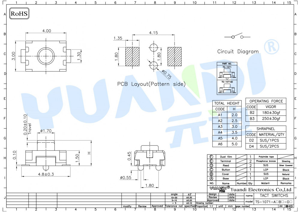 YUANDI TS-1071-A5B3-D4 technical document page