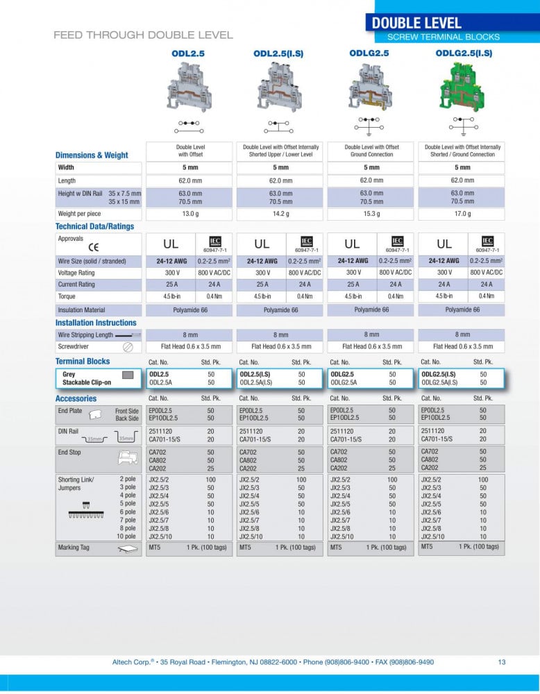 Altech terminal block documentation page 10