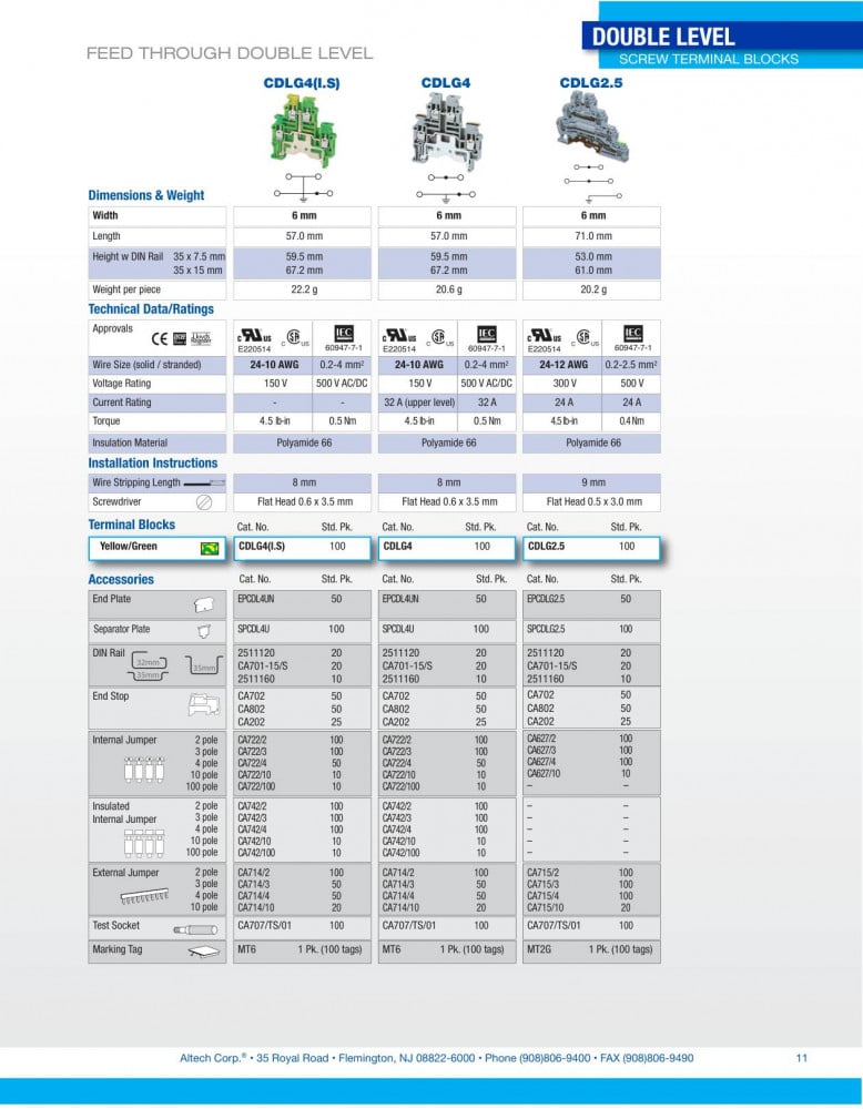 Altech terminal block documentation page 8