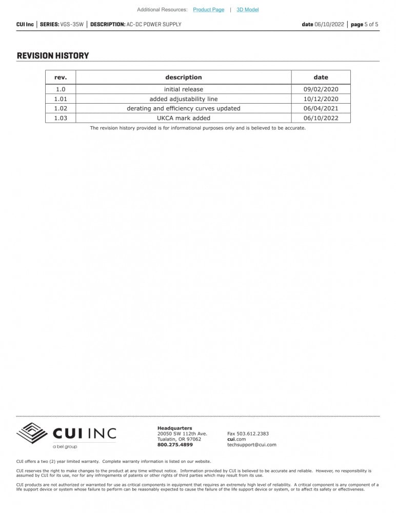 VGS-35W datasheet page 5