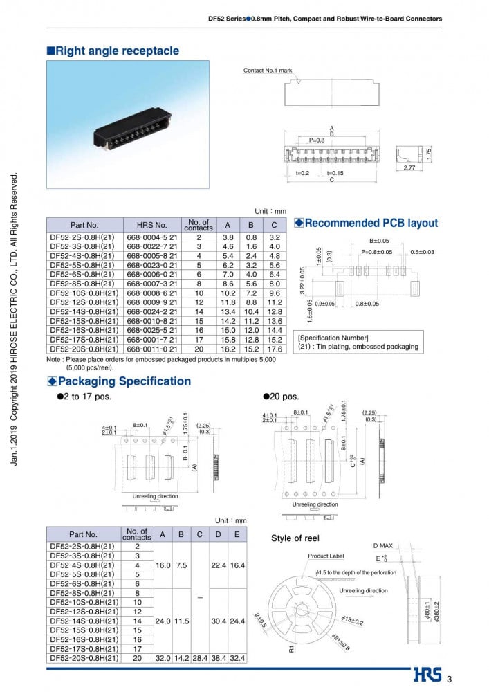 HRS DF52 series datasheet page 3