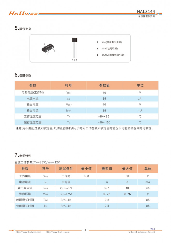 HAL3144 technical document page 2