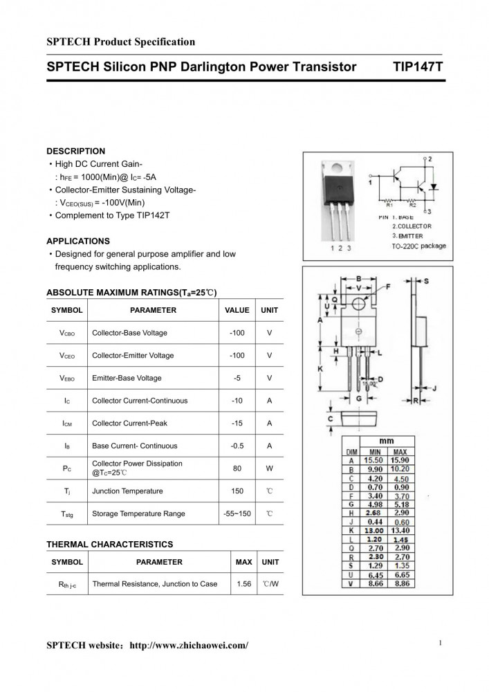 TIP147T datasheet page 1
