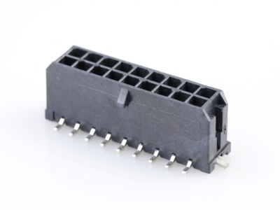 Micro-Fit 3.0 Vertical Header, 3.00mm Pitch, Dual Row, 18 Circuits, with  Solder Tab, 1.52µm Matte Tin Plating, Glow-Wire Capable, Black, Tape and Reel for sale