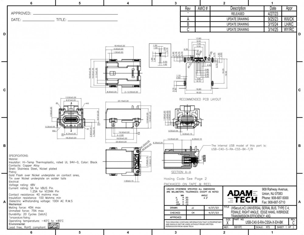 ADAM TECH USB-C40 drawing, page 1