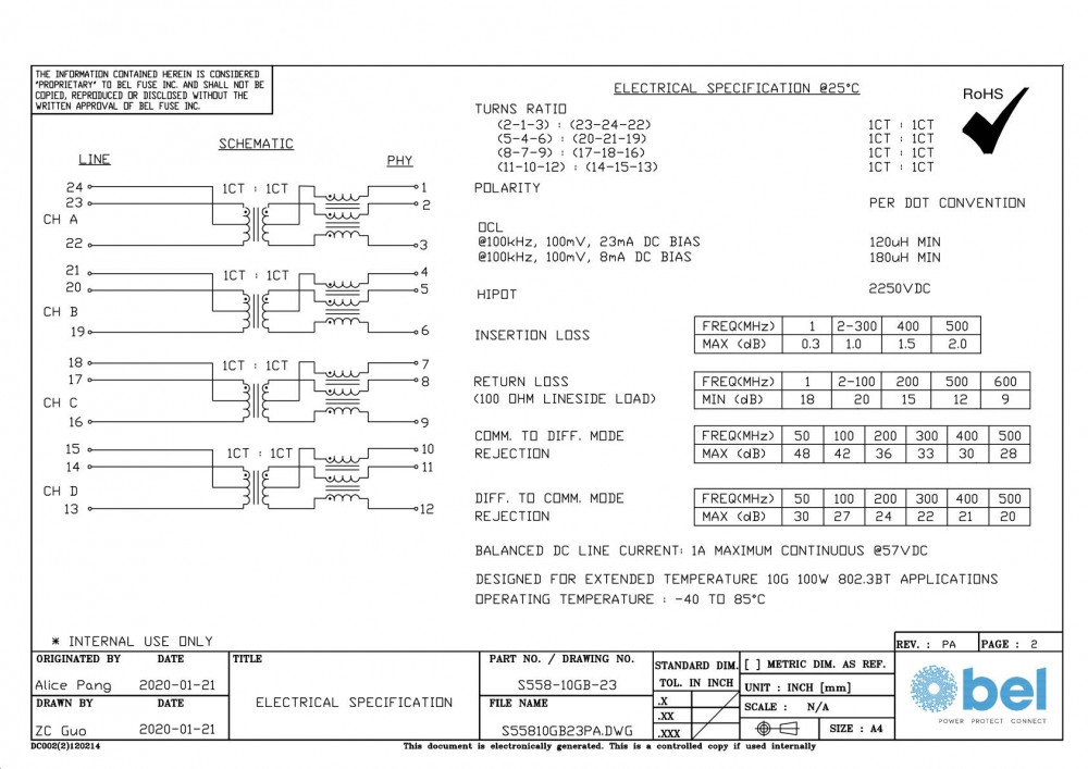 S558-10GB-23 electrical specification drawing