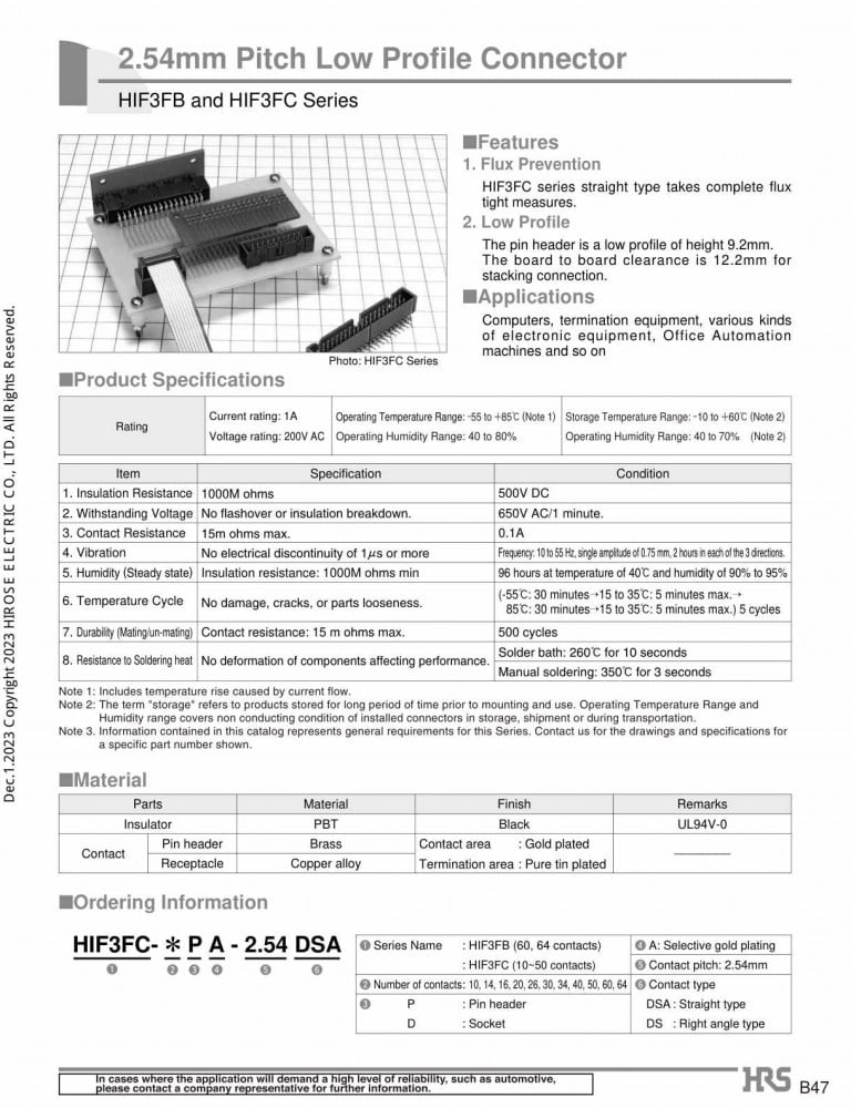 HIF3FC series datasheet page 1