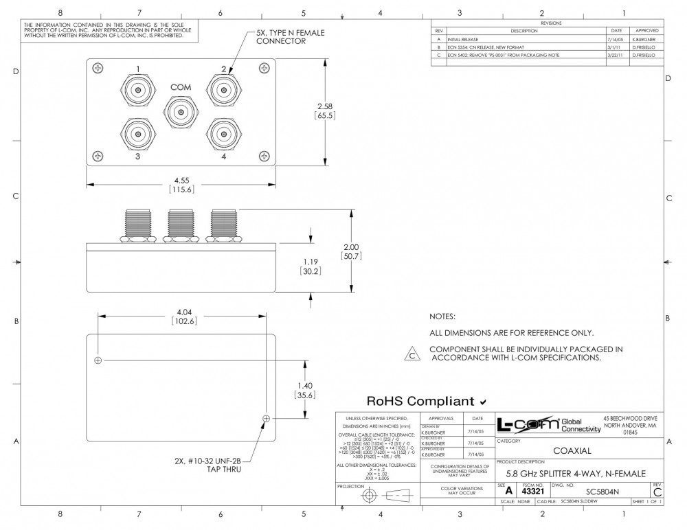 L-com SC5804N technical document preview