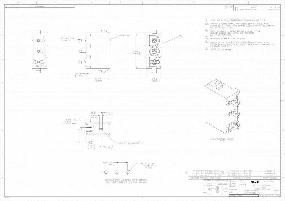 TE Connectivity 350825-1 technical drawing