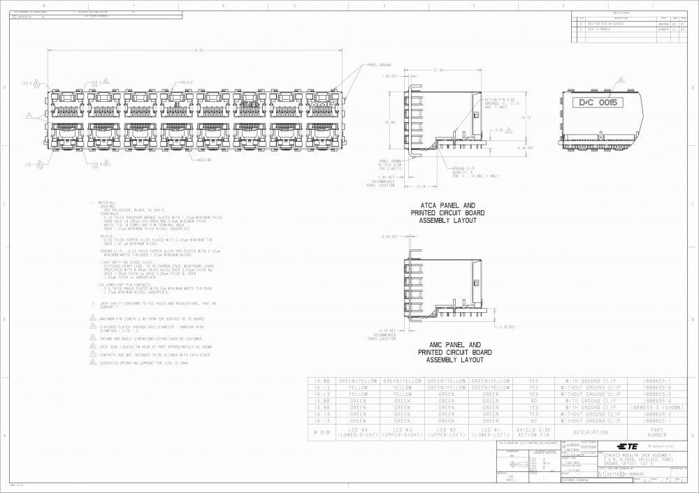 TE Connectivity 1888655 customer drawing page 1