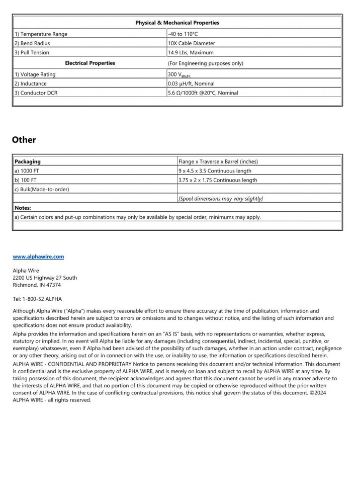 Alpha Wire 6826 specification page 2
