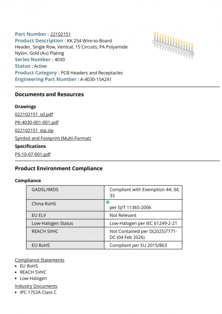 MOLEX 22102151 technical document image 1