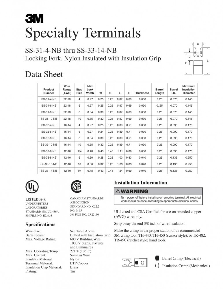 3M 94866 Specialty Terminals technical document page 1