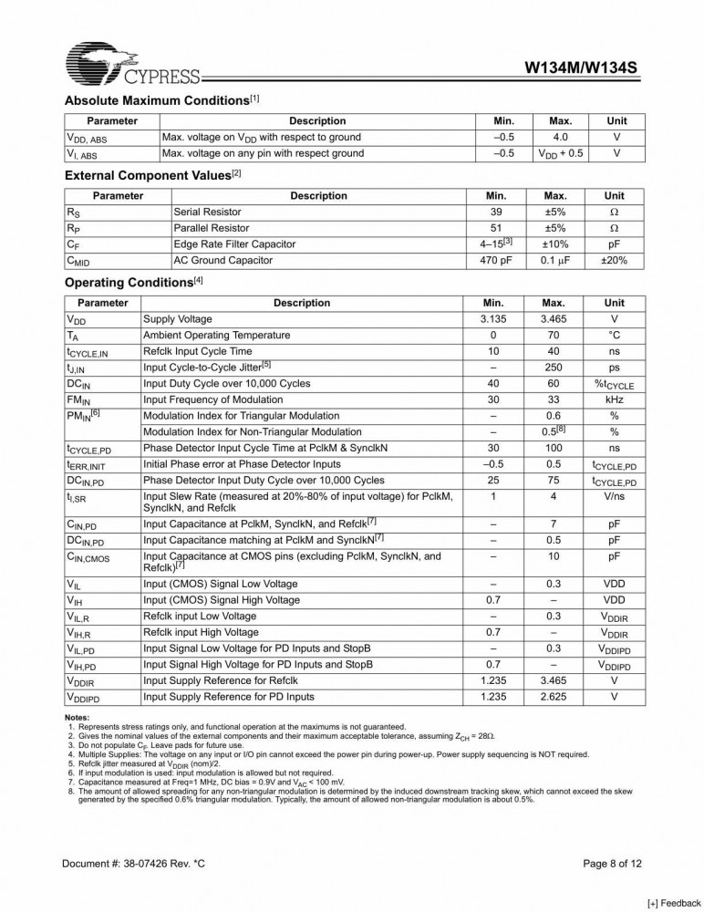 W134SH datasheet page 8