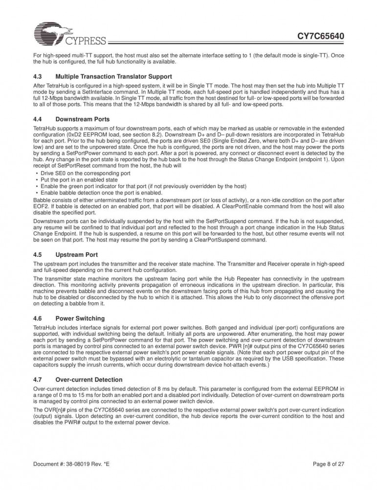 CY7C65640-LFC document page 8