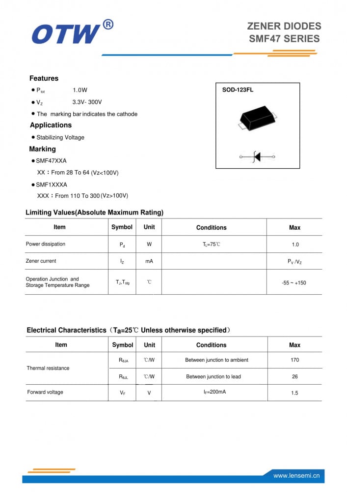 SMF4759A datasheet page 1