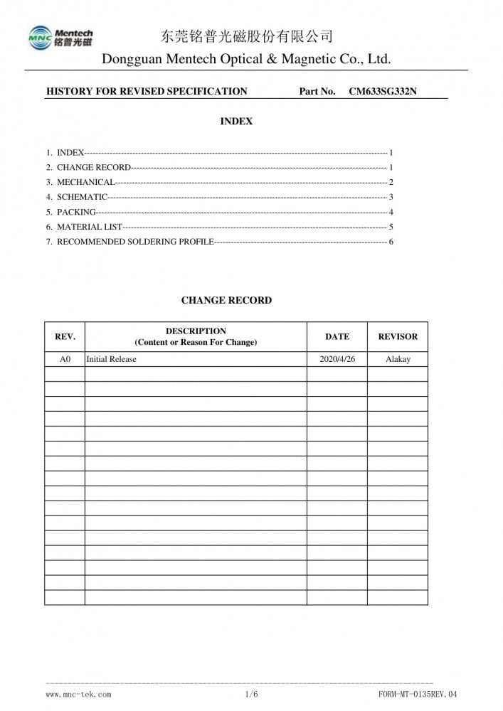 CM633SG332N specification page 2