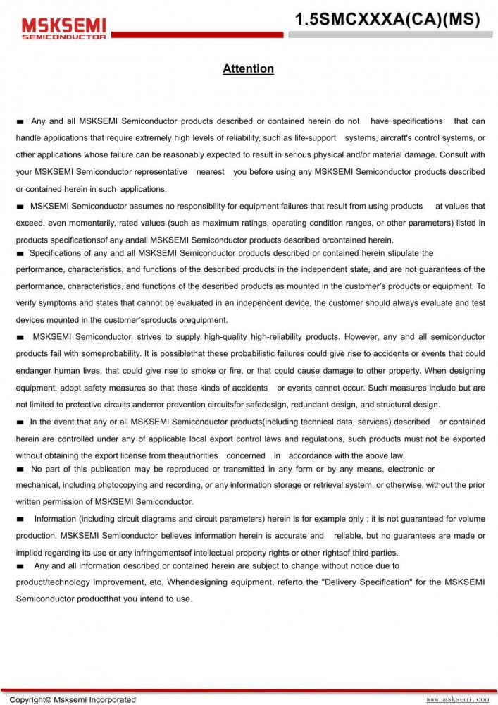MSKSEMI 1.5SMC75CA datasheet page 8