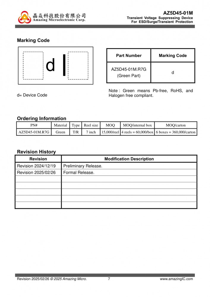 AZ5D45-01M datasheet page 7
