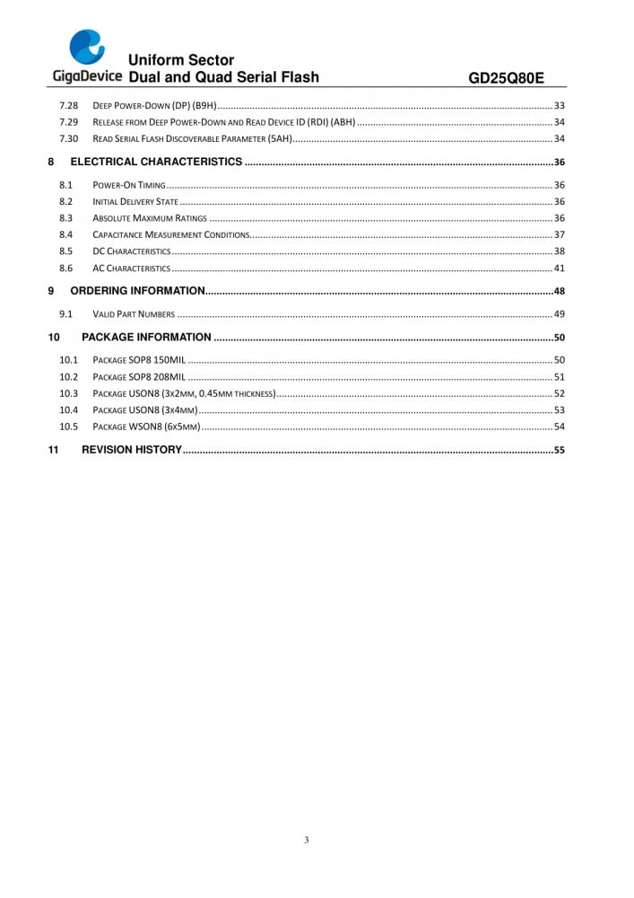 GD25Q80E datasheet page 3