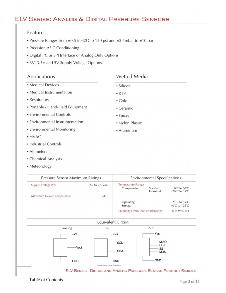 ELV pressure sensor datasheet page 2