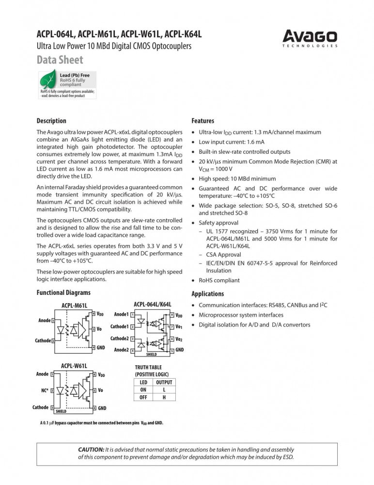 ACPL-064L datasheet page 1