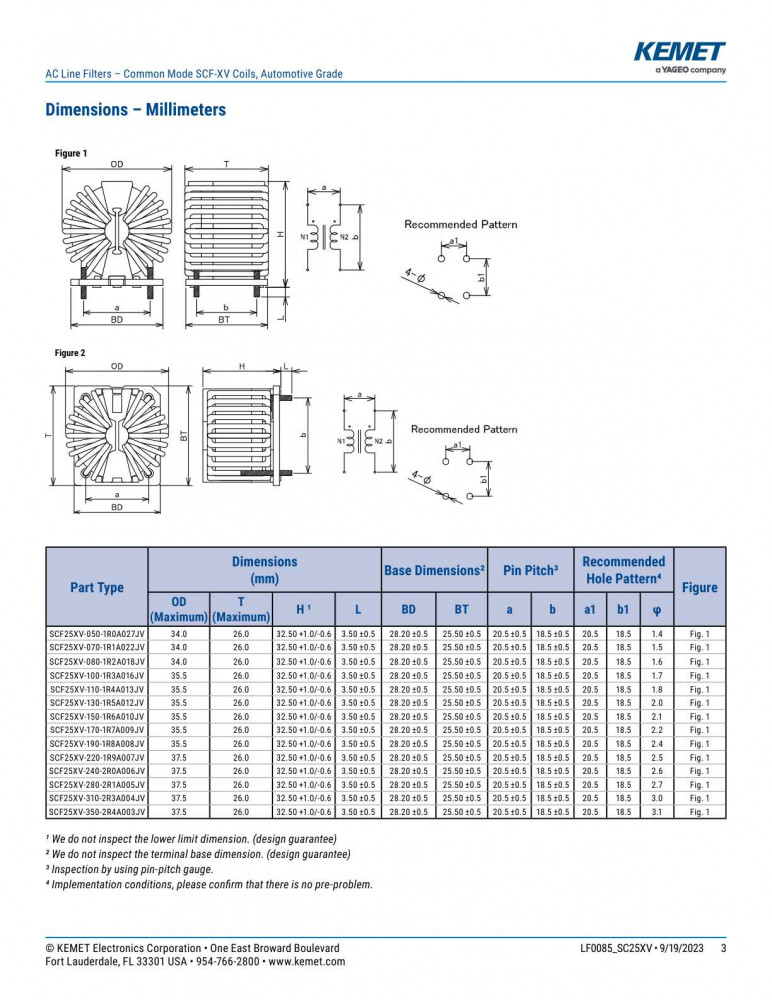KEMET SCF25XV datasheet page 3