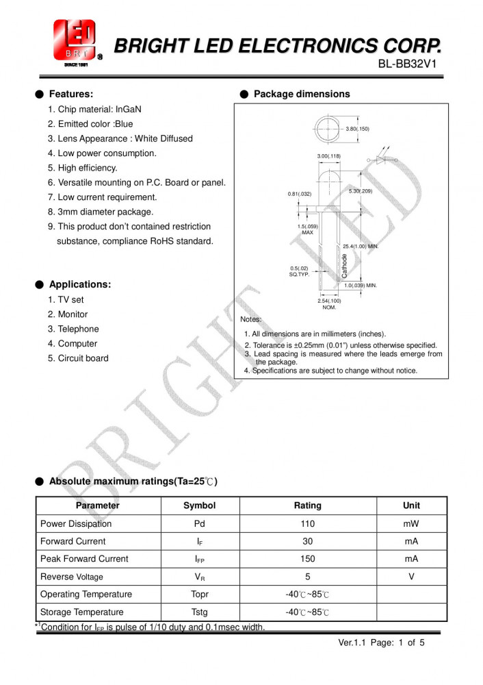 BL-BB32V1 datasheet page 1