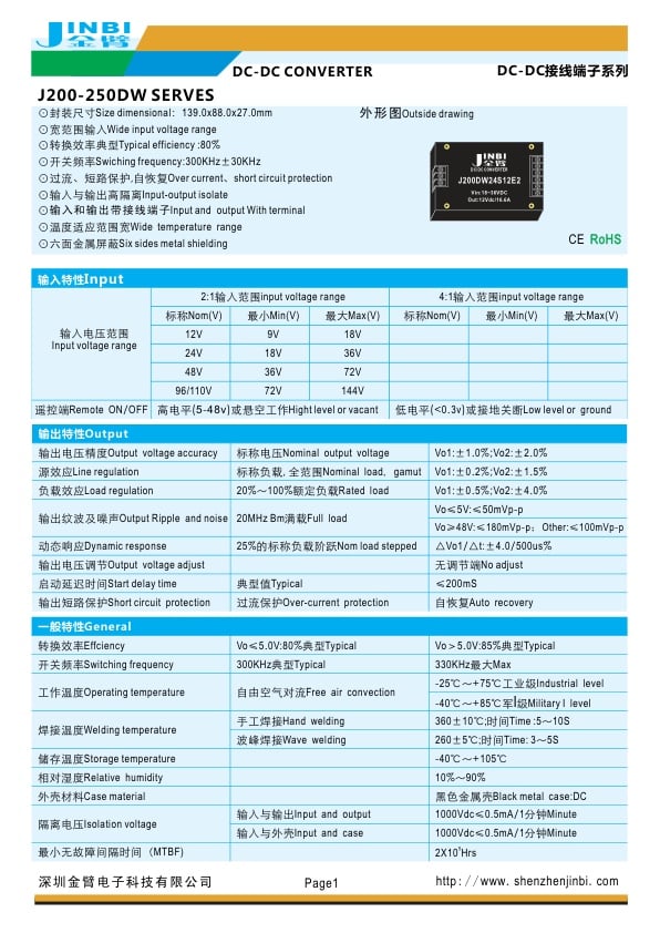 JINBI J200DW12S24E2 datasheet page 1